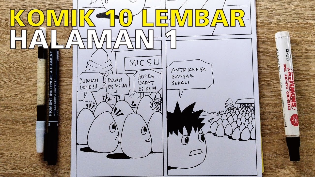 Cara Membuat Komik 10 Lembar (Halaman 1 Berjudul Mau Makan Es Krim ...
