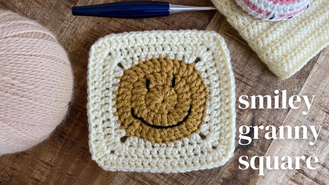 English French Tutorial Smiley Granny Square ** tuto facile** - YouTube