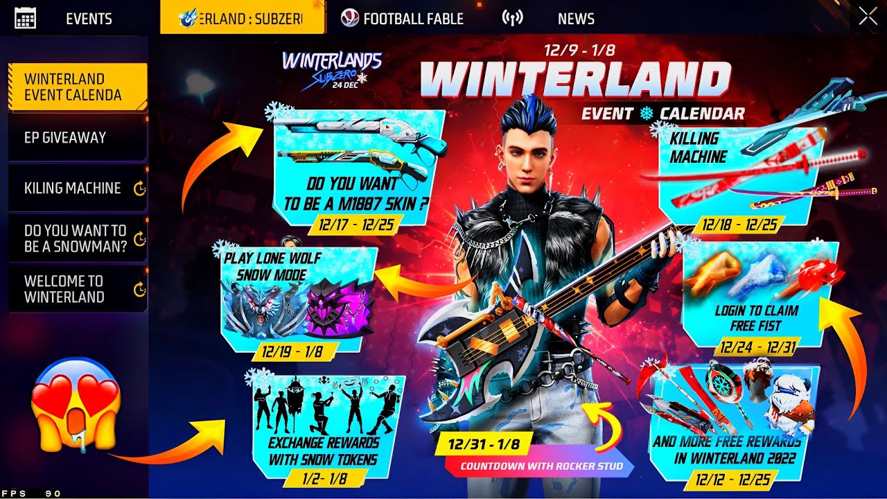 Winterland Event Calendar free fire 2022 | Winterland event full ...