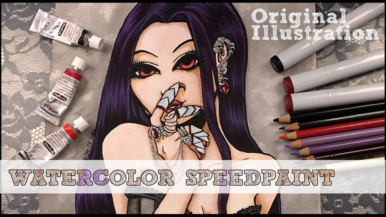 Succubus Original Illustration Watercolor and Color Pencil Speed Paint ...