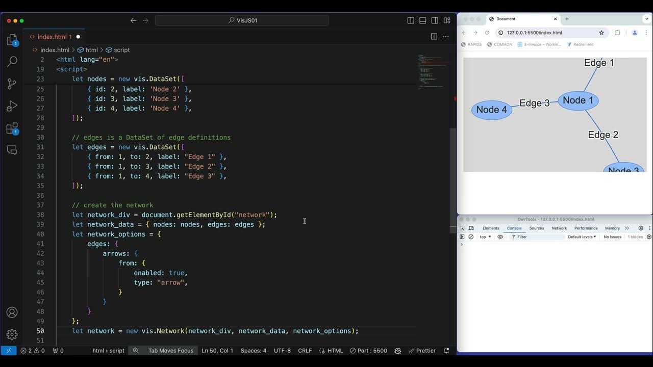 Using vis.js network diagrams in your web pages. - YouTube