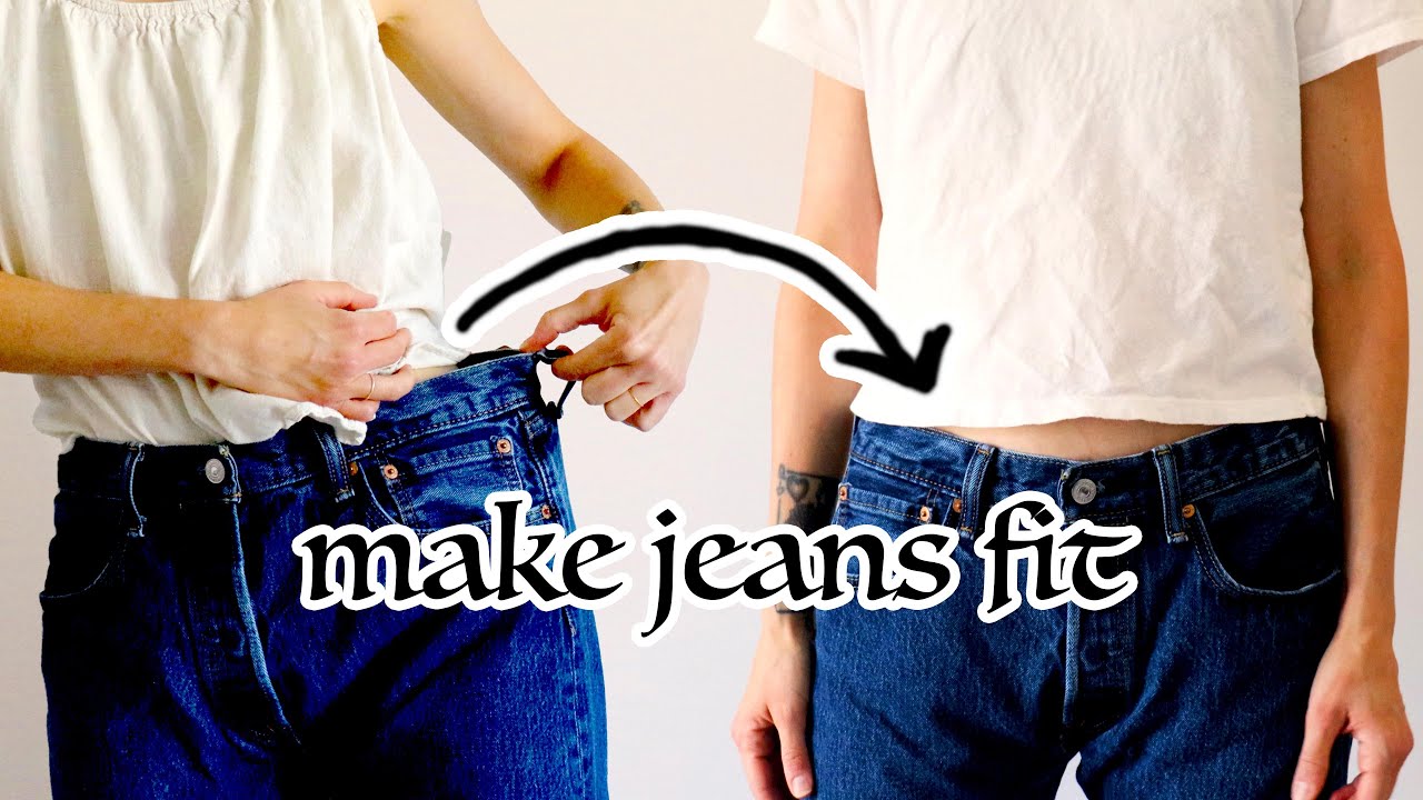Three quick(ish) ways to reduce the waist size of denim jeans - YouTube