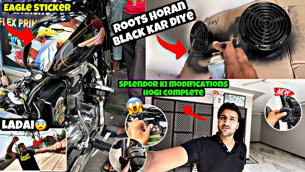 BULLET PR लागवादिया EAGLE KA STICKER😱 SPLENDOR KA TYRE होगाया SET ROOTS ...