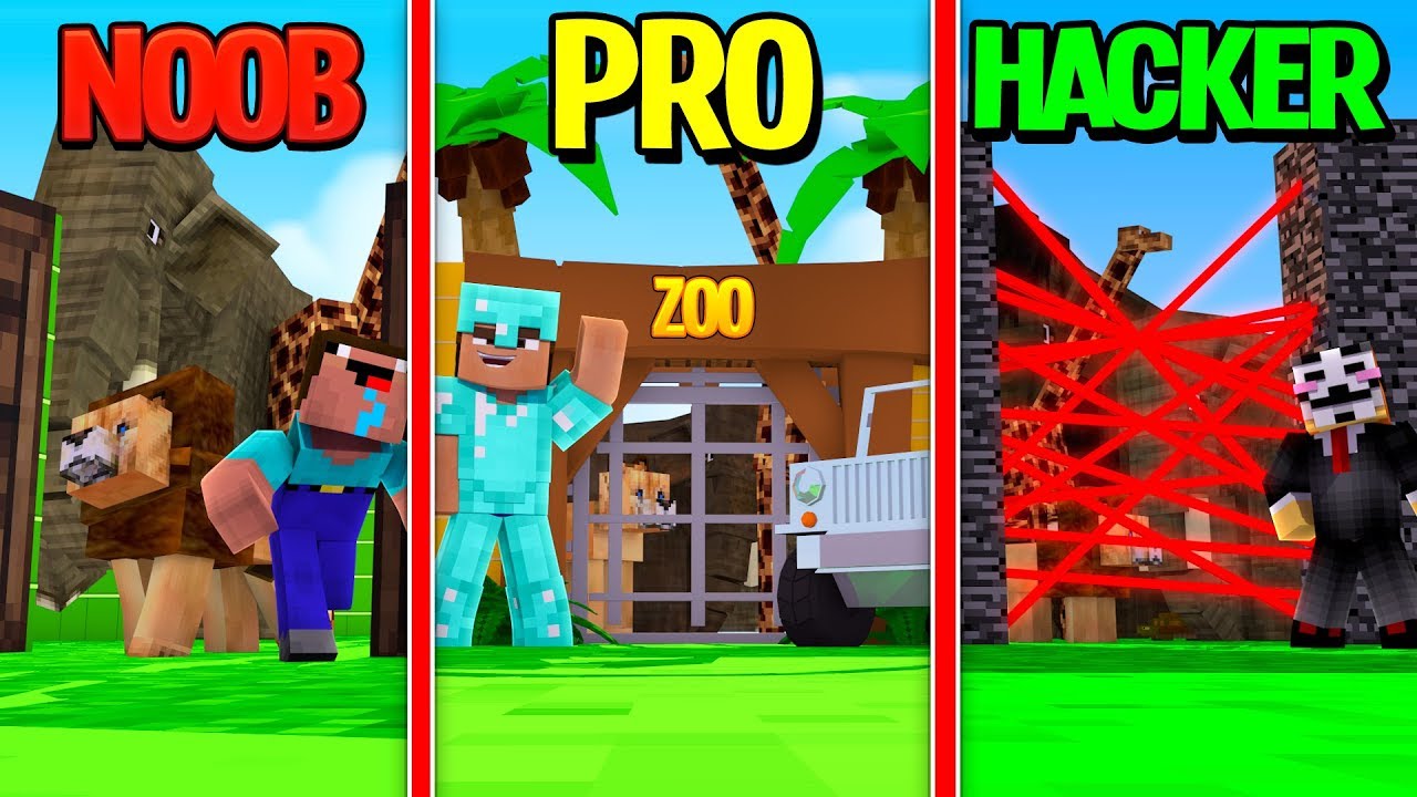 Minecraft - NOOB RELEASES ANIMALS FROM ZOO! (NOOB vs PRO vs HACKER ...