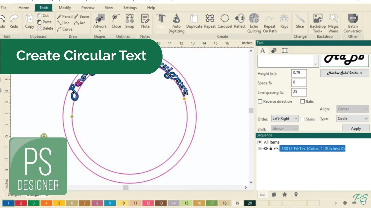Create Circular Text with Pro-Stitcher Designer - YouTube