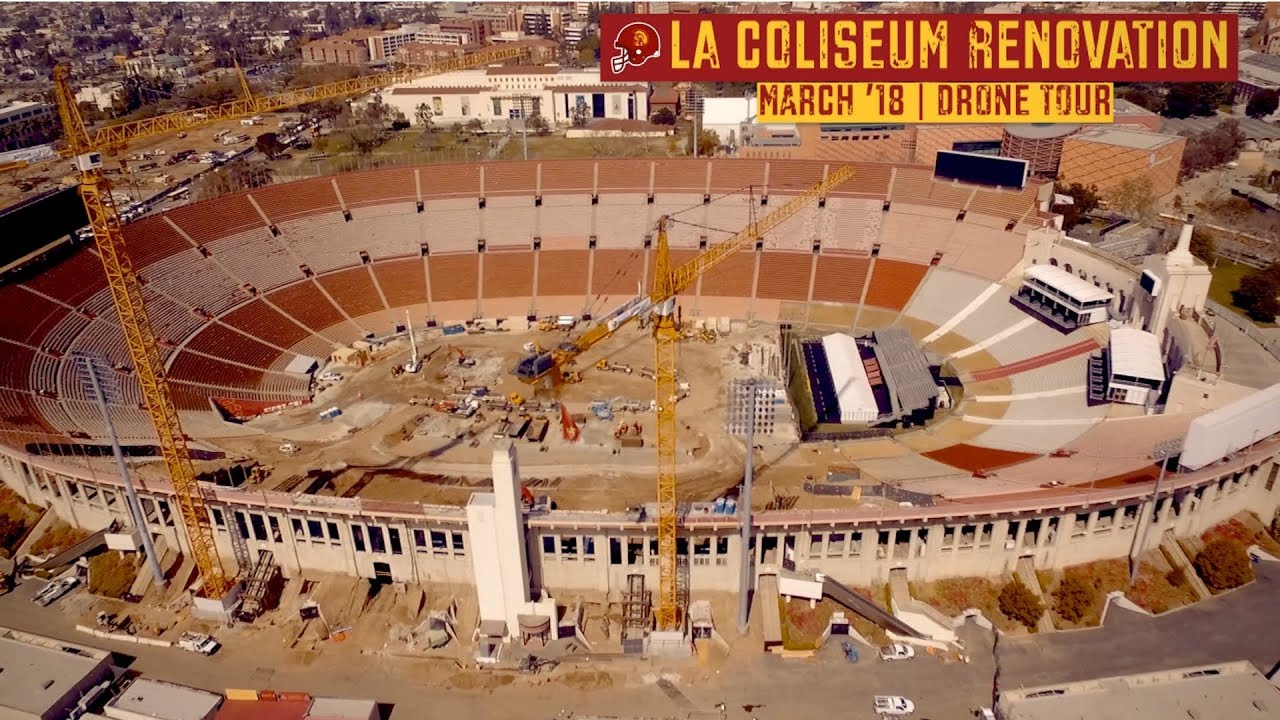 USC LA Rams Coliseum Renovation | March '18 Drone Tour - YouTube