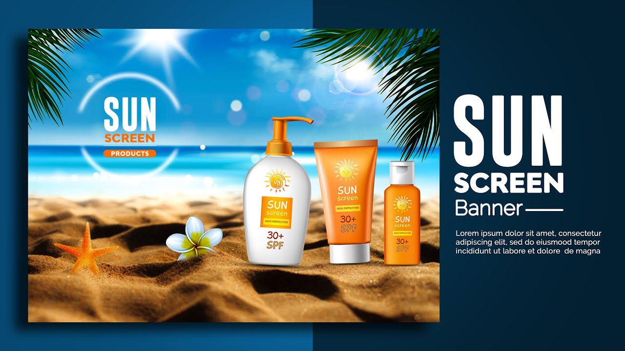 How to Create Cosmetics Banner Design | Sunscreen | Photoshop Tutorials ...