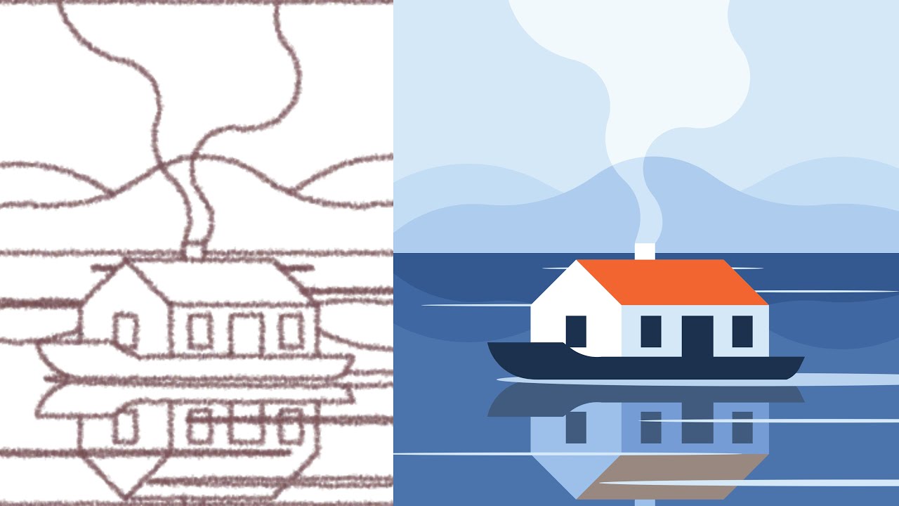 Create a Flat Design Floating House Illustration with Inkscape - YouTube
