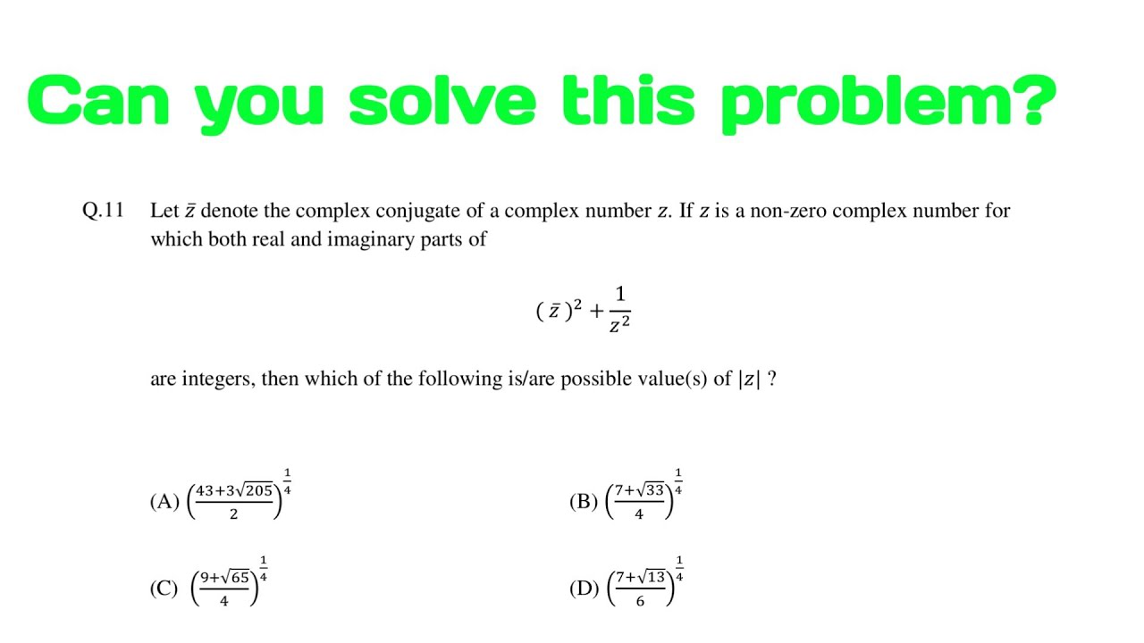 Question 11 (Complex Numbers) Solution | Paper 2 | JEE Advanced 2022 ...