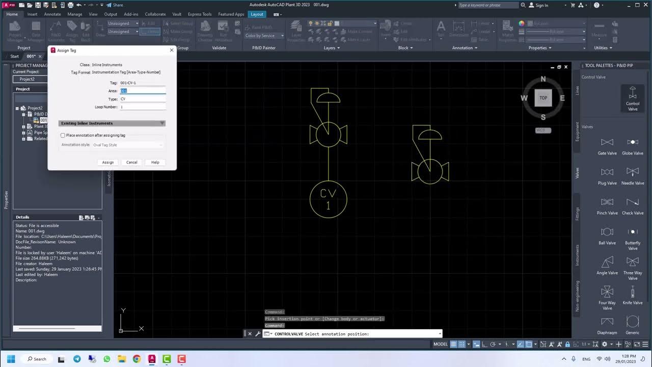 Editing Control Valve Annotation in AutoCAD Plant P&ID - YouTube