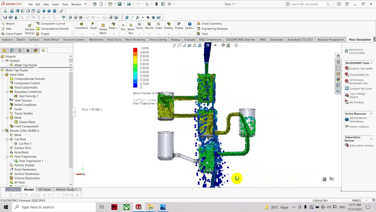 RESULT OF WATER TAP FILL PUZZLE IN SOLIDWORKS CFD SIMULATION - YouTube