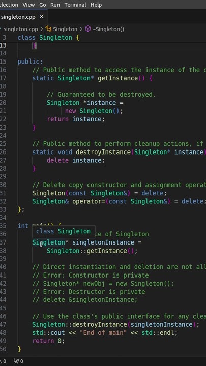 Singleton Design Pattern | C++ - YouTube
