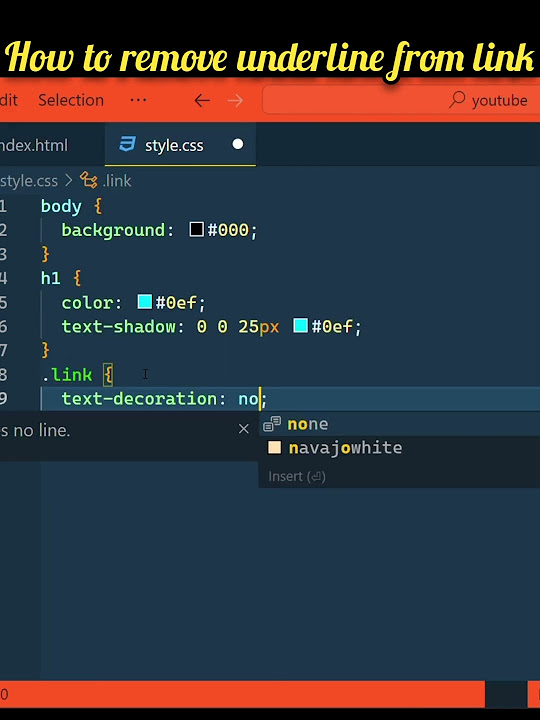 How to remove underline from link in html & css #coding #programming #html#css - YouTube