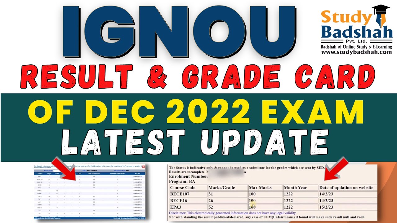 IGNOU Latest Update for Result & Grade Card | इग्नू ने रिजल्ट और ग्रेड ...