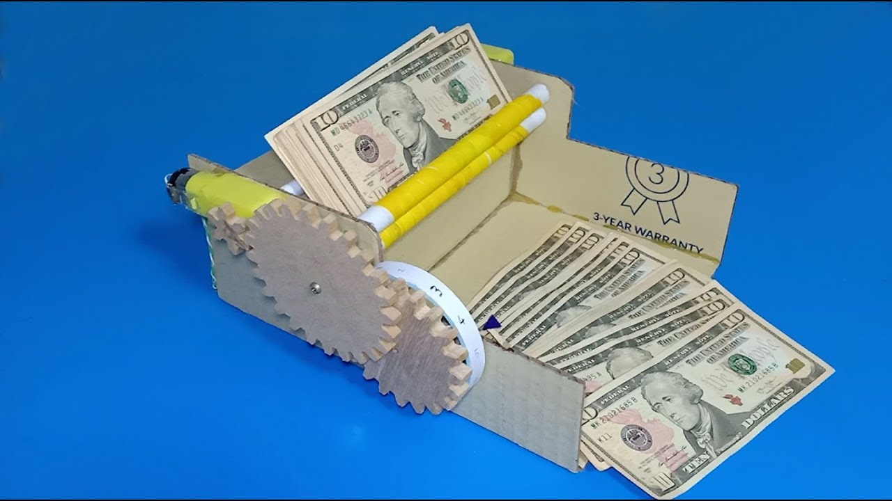 How to make a money counting machine using cardboad - YouTube
