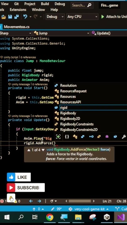 3D Jumping in Unity C# || In Under 1 Minutes #shorts - YouTube