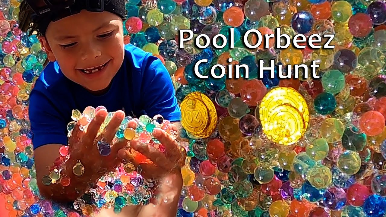 Pool Full of Orbeez and Gold Coins - YouTube