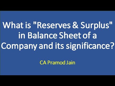 What is "Reserves & Surplus" in Balance Sheet of a Company and its ...