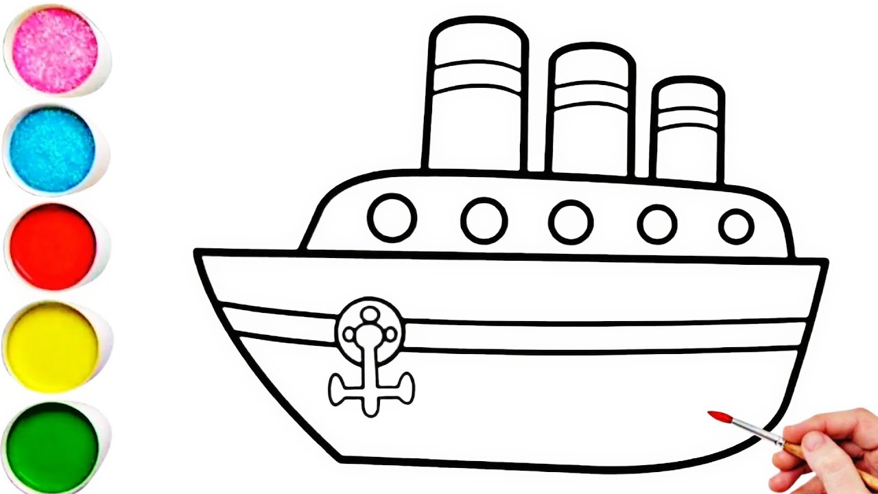 Cute Ship Drawing, Painting & Coloring For Kids and Toddlers_ Kids Art ...