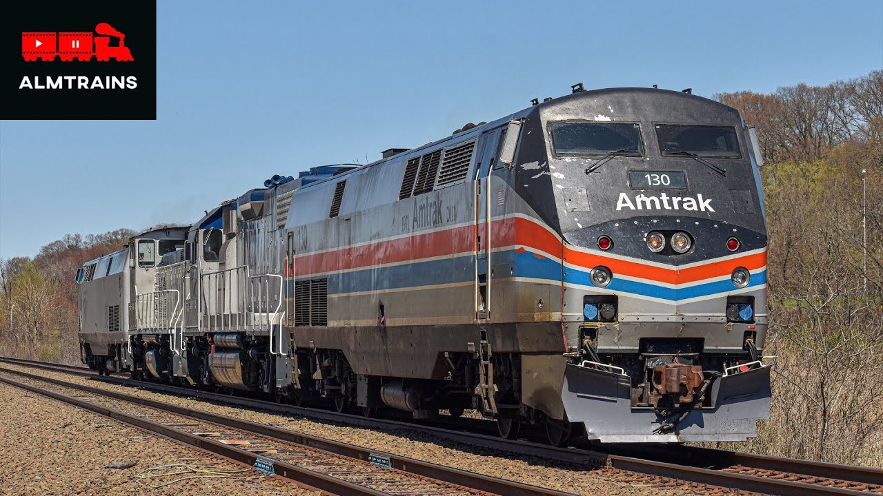 Amtrak Equipment Extra with Phase II No. 130, GP38-3, & MP15DC on the ...