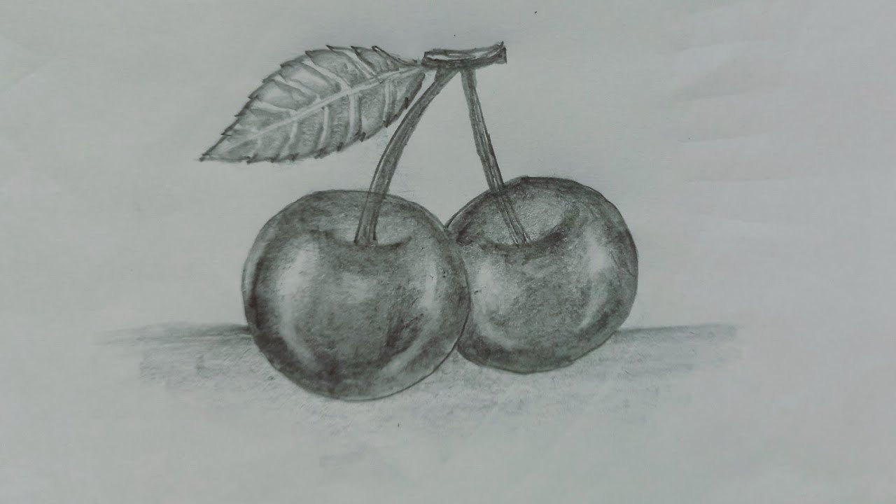 Easy Cherries 🍒 pencil shading - YouTube
