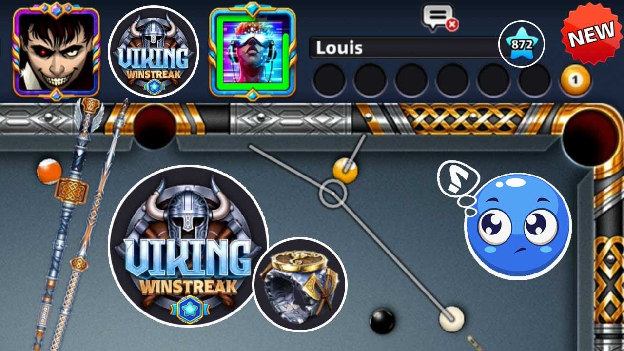8 ball pool Viking Win Streak New Table 😍 Rewards Coins And Cue And New ...