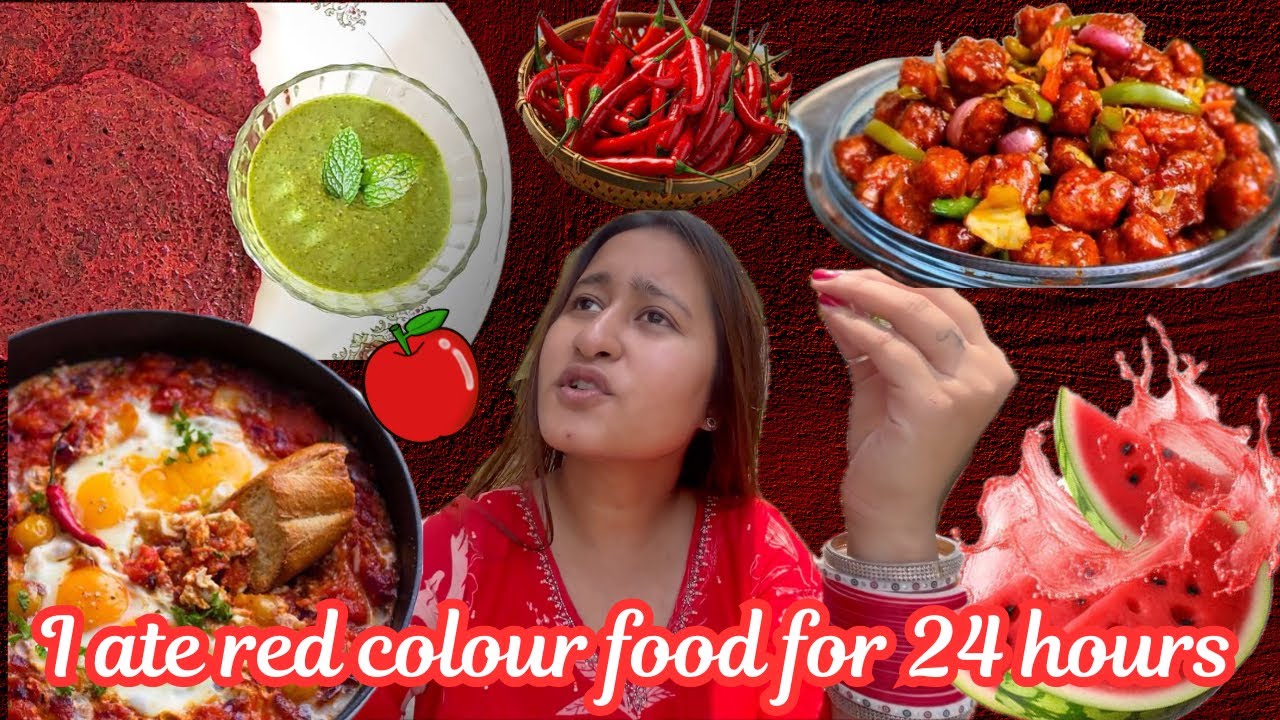 I ate red colour food for 24 hours 🍅 - YouTube