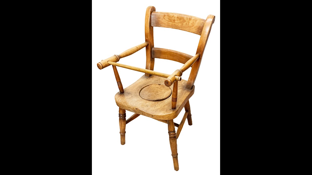19th Century Ash and Beech Childs Commode Chair - YouTube