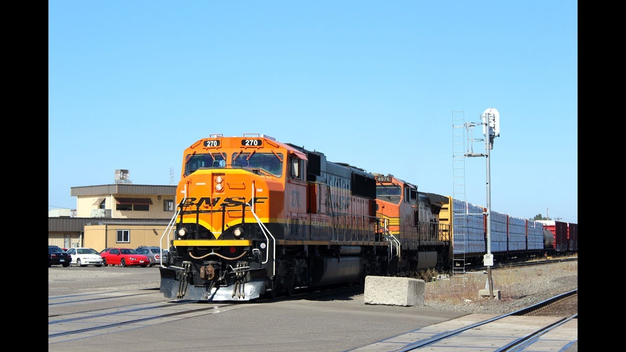 Trains in Vancouver - BNSF SD75M leader and NS OLS Dash 9! - YouTube
