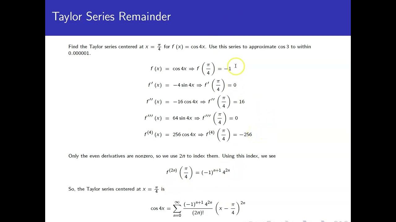 Taylor Series Remainder Example 2 - YouTube
