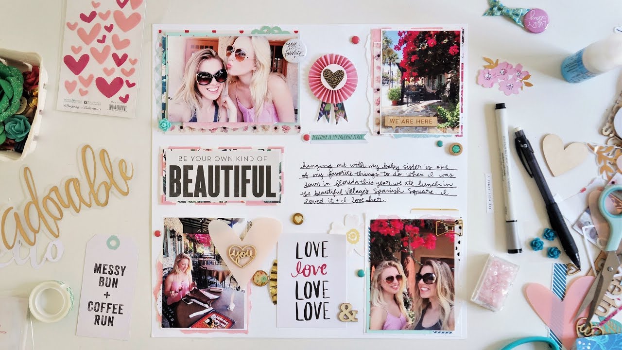 Gorgeous Messy Layered Scrapbook Layout Process Video - YouTube