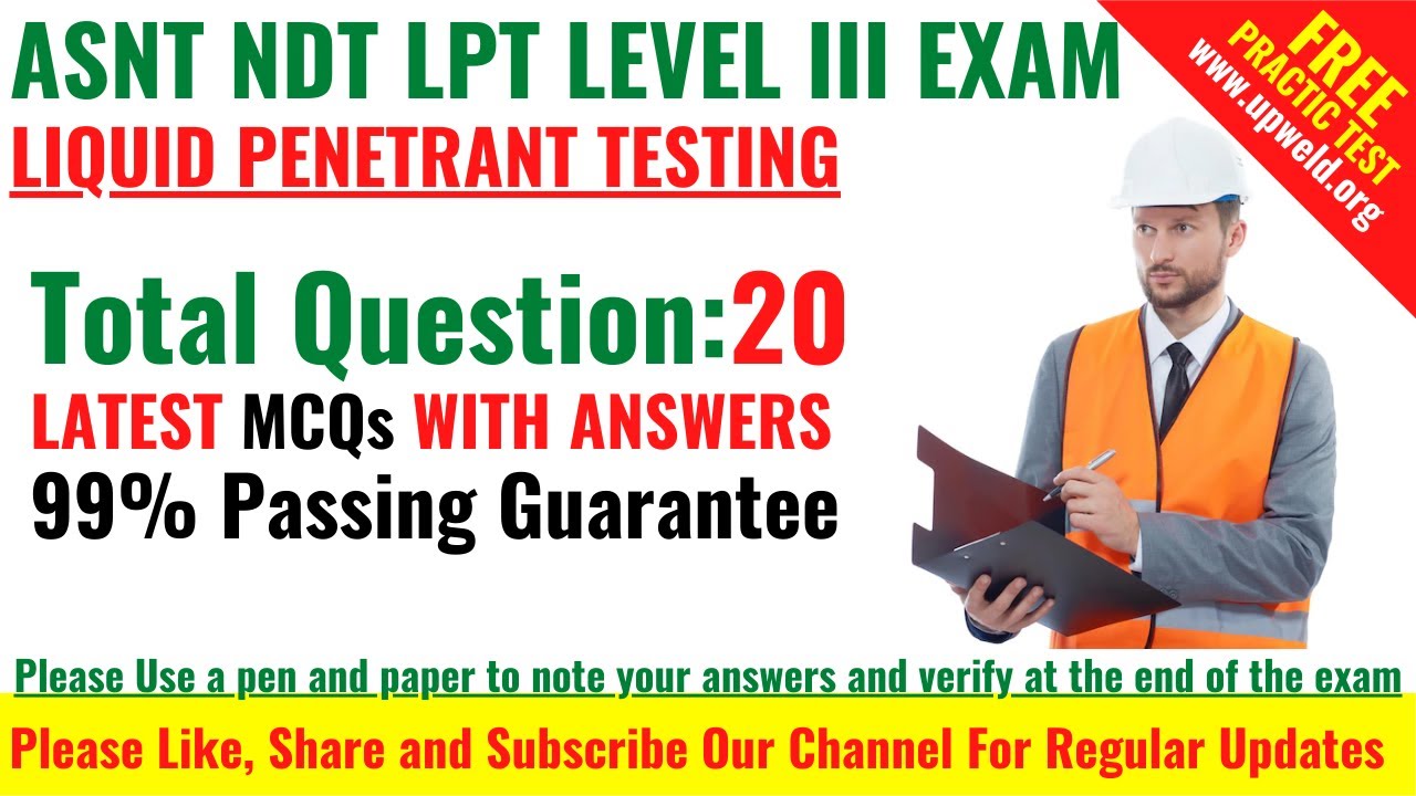 Top 20 Latest ASNT NDT Liquid Penetrant Testing LPT Level 3 Question ...