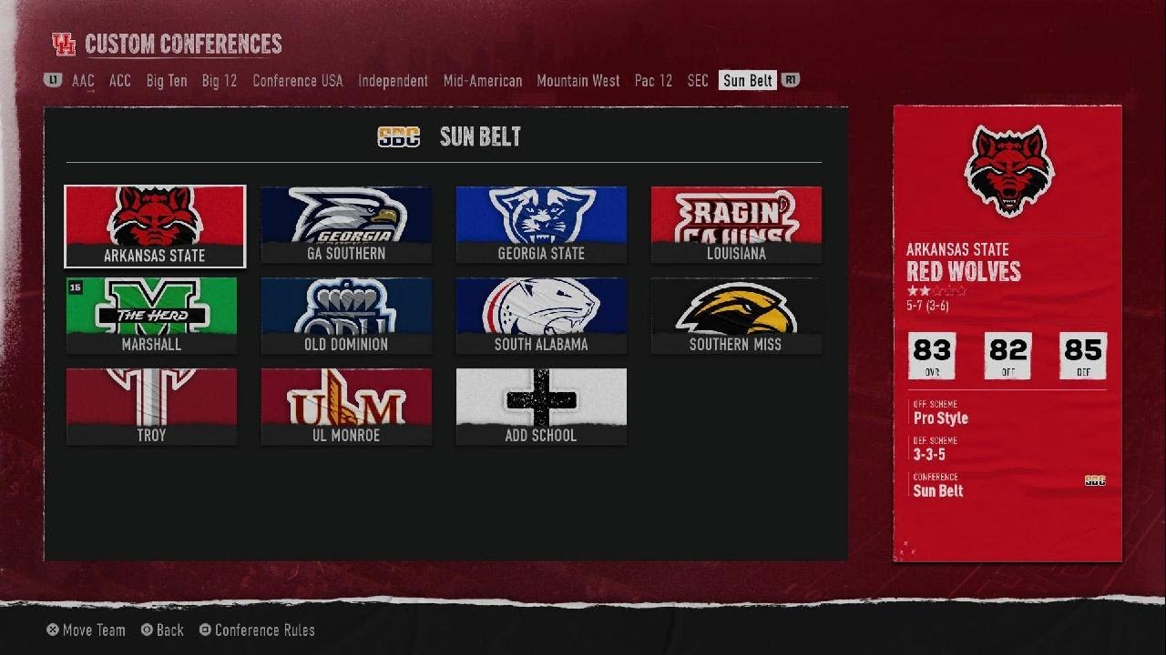 EA SPORTS College Football 25 Dynasty 2027 -2029 Conference Realignment ...