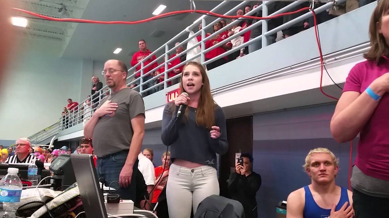Kayla Hruby singing National Anthem - YouTube