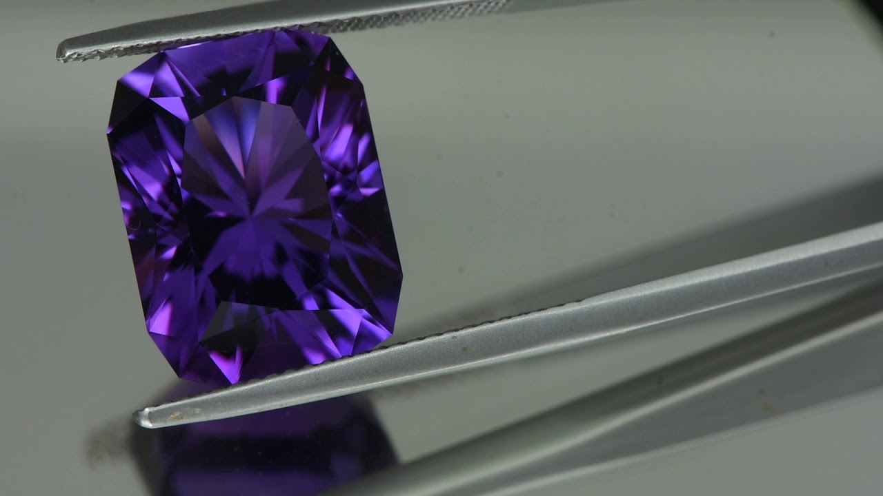 Custom Cut Rectangle Cushion Amethyst 8.19 ct. - YouTube