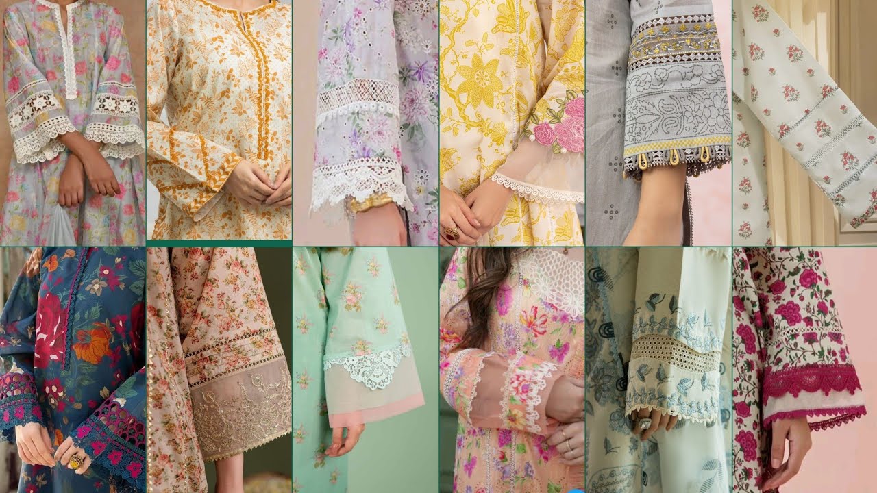 Stylish designer Pakistani sleeves designs with lace organza tissue ...