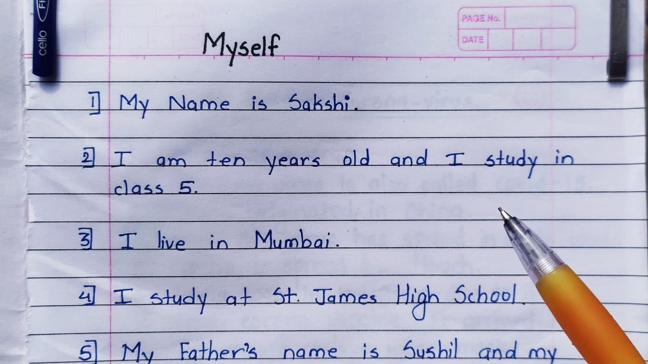 Myself 10 Lines On Myself Ten Lines About Myself Short Essay
