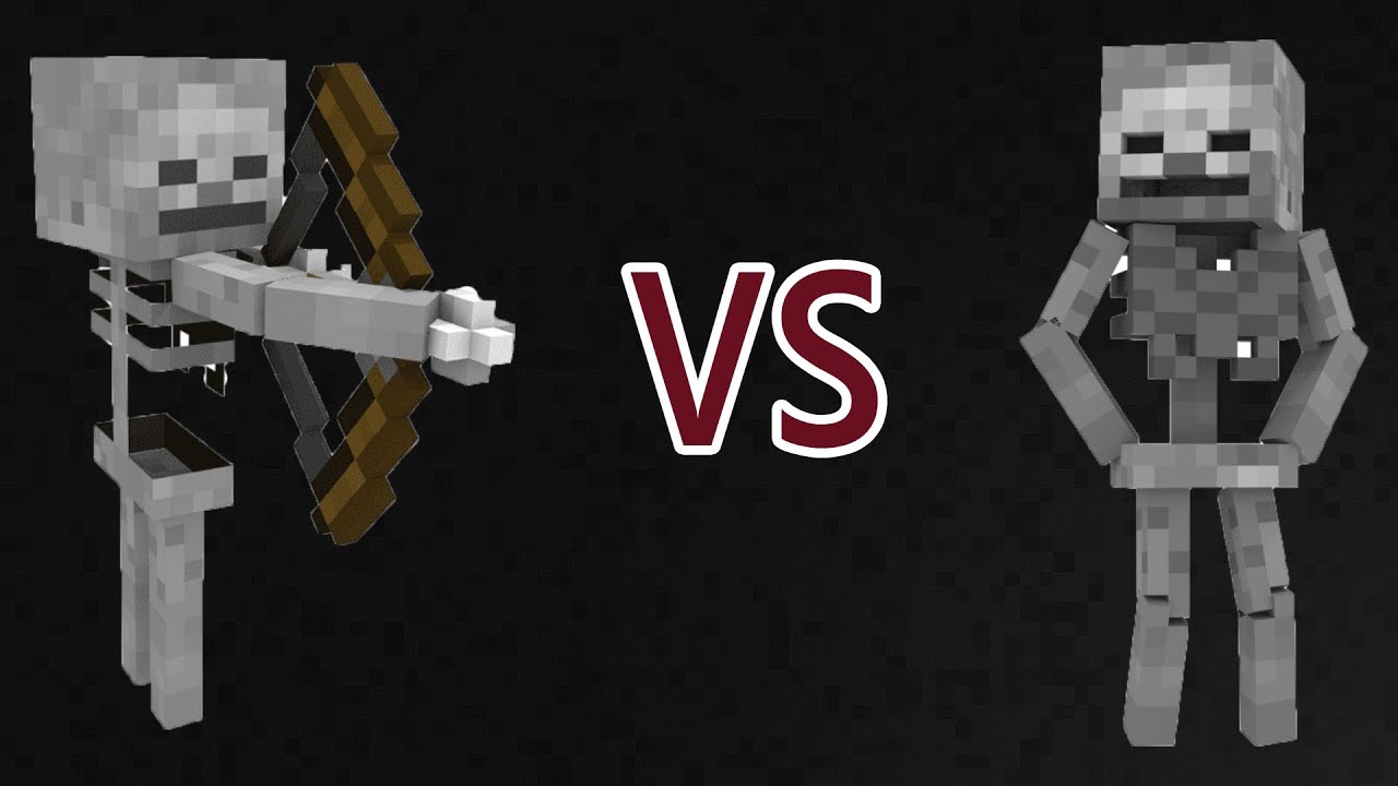skeleton VS skeleton without a bow. who will win? minecraft. - YouTube