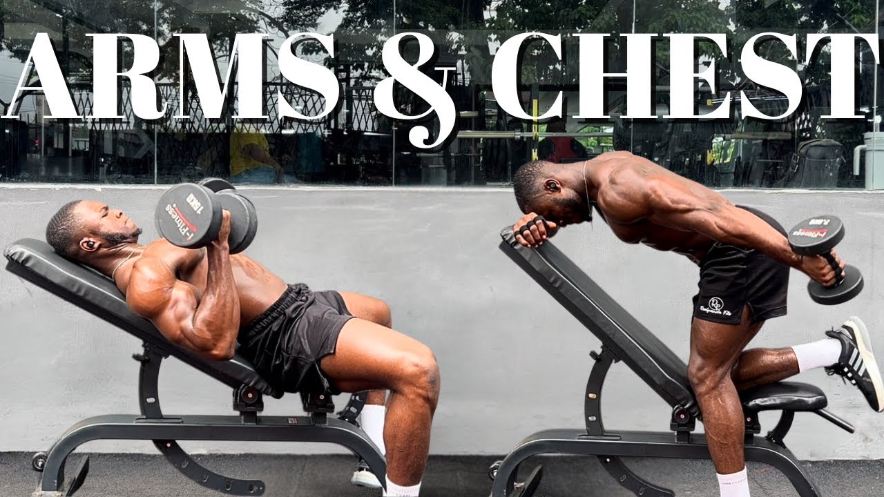HOW I BUILD MY CHEST AND ARMS USING DUMBBELL #chestworkout #armsworkout ...