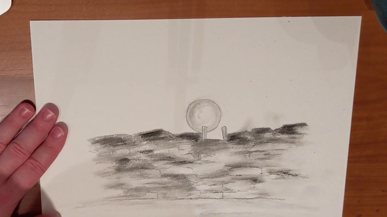 How to draw a stone wall in charcoal - YouTube