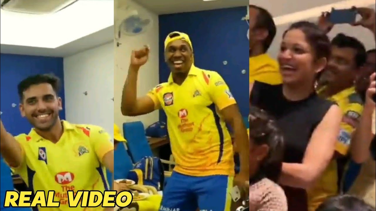 CSK Players Crazy Celebration In Dressing Room After Going To The Final ...
