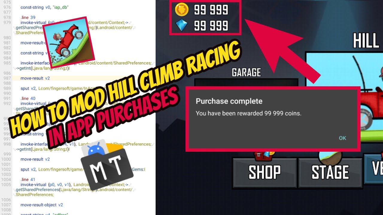how to mod hill climb racing in app purchases - YouTube