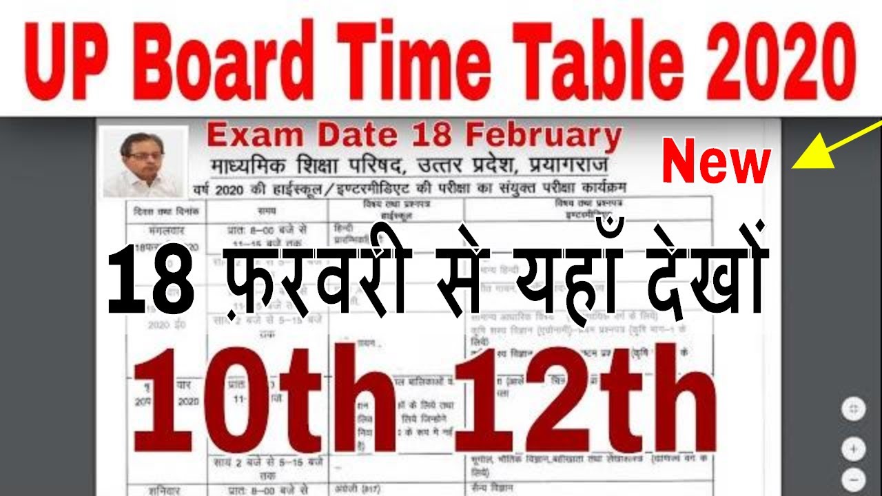 UP Board Time Table 2020 UP Board 2020 Exam Date UP Board Datesheet ...