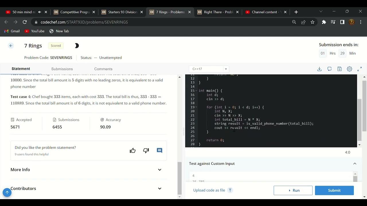 7 Rings Problems CodeChef - YouTube