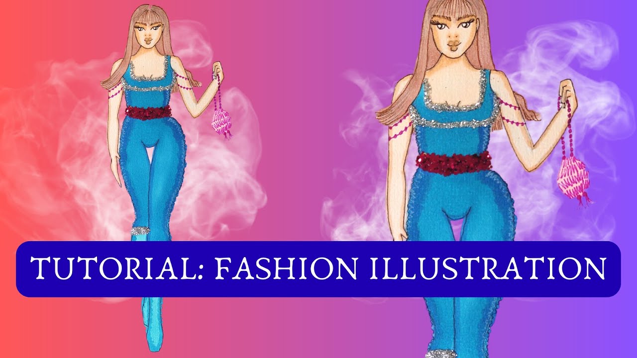 CUSTOM BLUE LEGGINS FASHION ILLUSTRATION TUTORIAL - Detailed ...