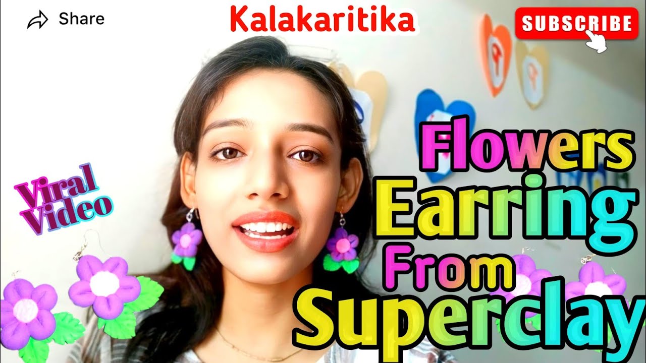 Flower Earrings with Super Clay | Clay Craft Ideas | Clay Flower | 100 days 100 crafts #clayart ...