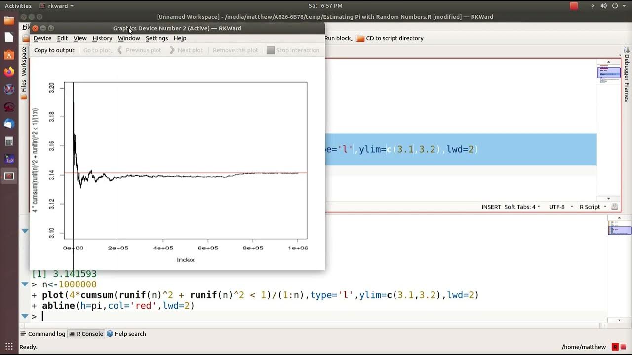 Estimating Pi with Random Numbers Using R (part 2 of 2) - YouTube