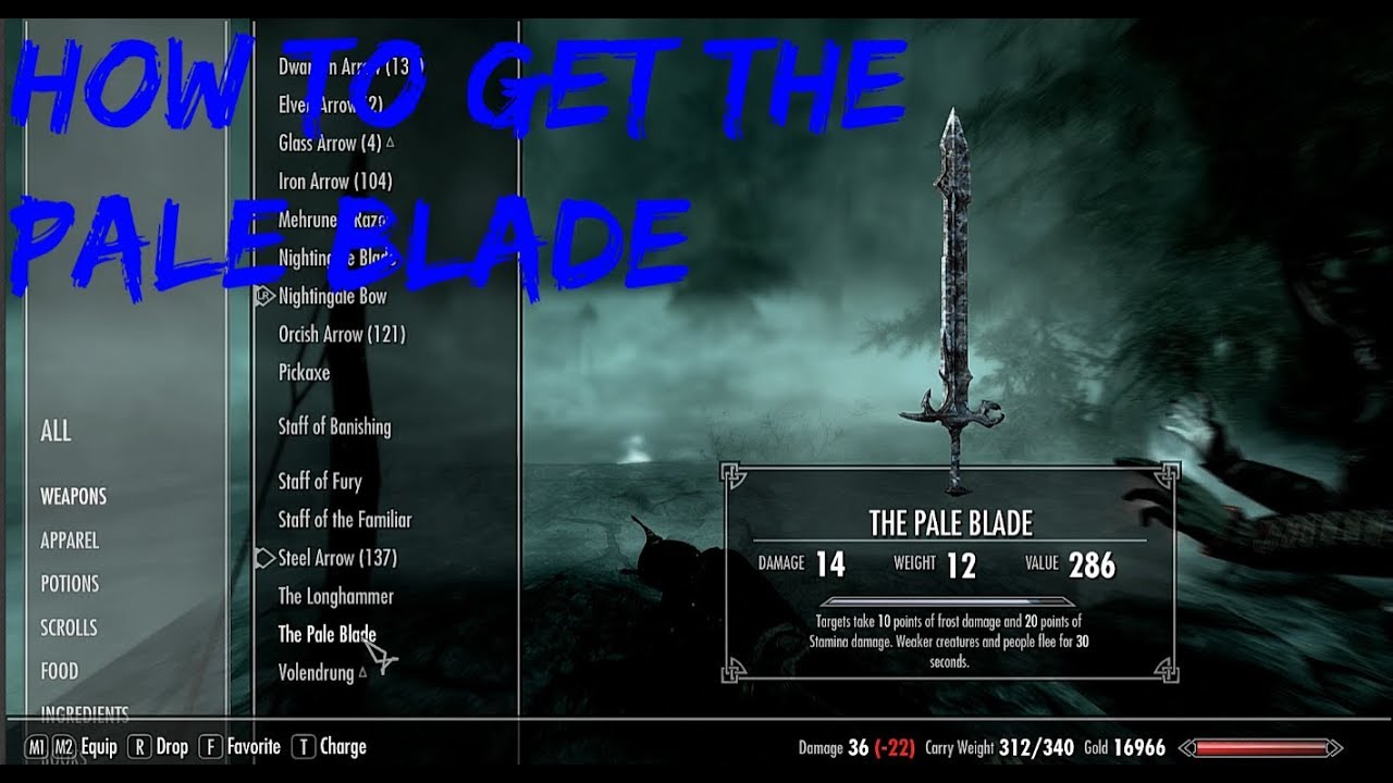 HOW TO GET THE PALE BLADE (SKYRIM SPECIAL EDITION) - YouTube