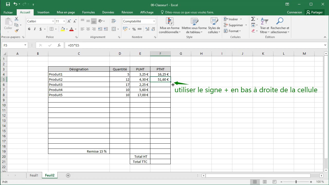 EXCEL 03 4 2 Cellule formule recopie - YouTube