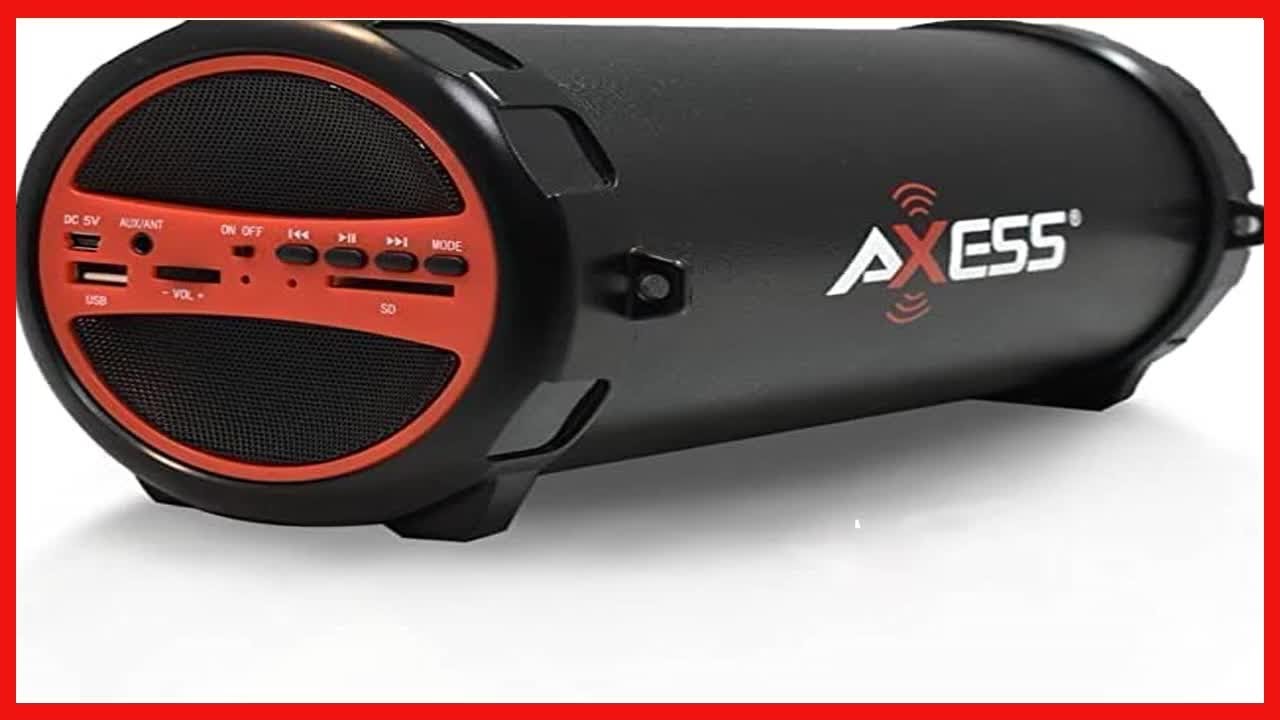 AXESS SPBT1031 Portable Bluetooth Indoor/Outdoor 2.1 Hi-Fi Cylinder ...